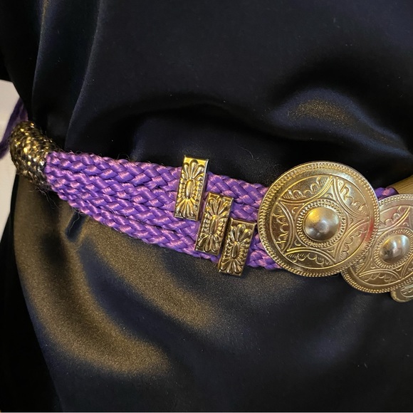 Accessories | Vintage Embellished Purple With Gold Tone Rope Belt ...